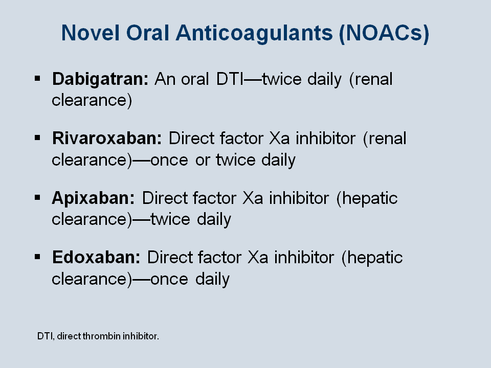 Oral Anticoagulation and the Novel Oral Anticoagulants (NOACs):Where ...