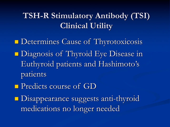 TSH-R Stimulatory Antibody (TSI) Clinical Utility - Introduction to ...