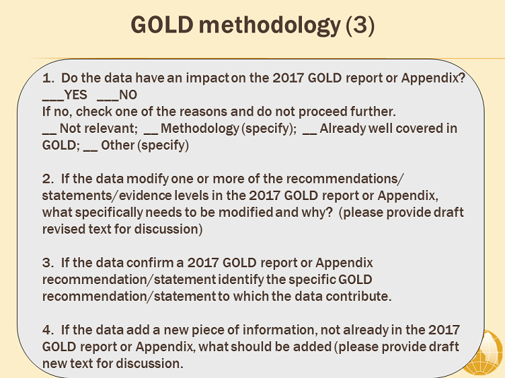 GOLD Methodology (3) - Background and Purpose of GOLD - GOLD COPD 2017 ...