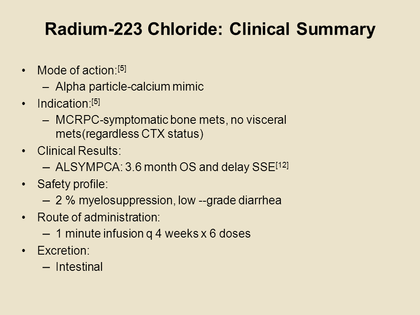 Radium-223 Chloride: Clinical Summary - Application of new therapeutic ...