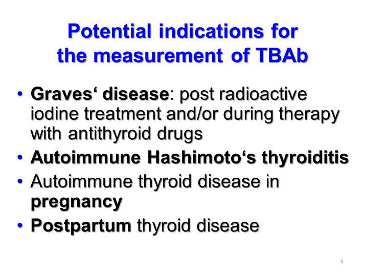 Potential indications for the measurement of TBAb - Blocking TSH-R-Ab ...