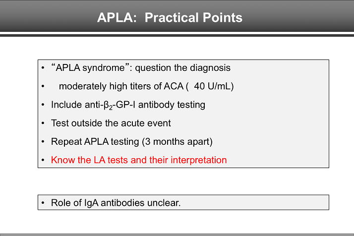 APLA: Practical Points - - Clinical Use of Coagulation Tests ...