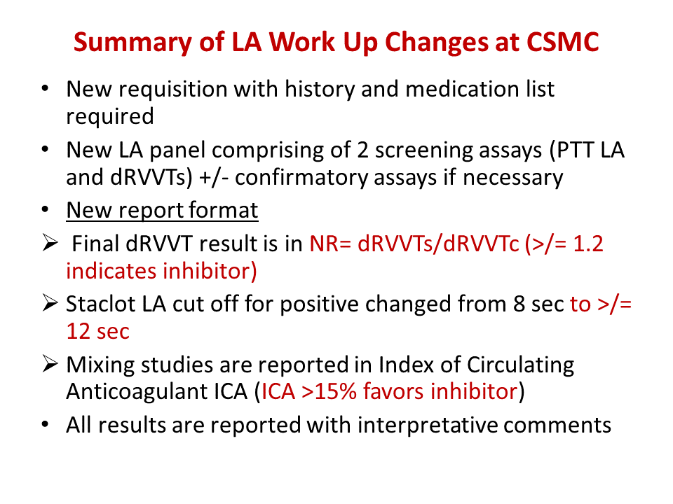 Lupus Anticoagulant (LA): Choosing the Right Testing Strategy for Your ...