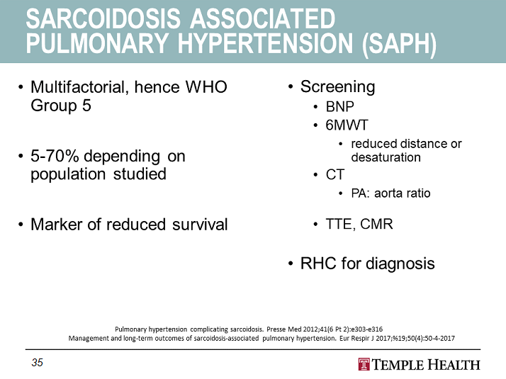 Sarcoidosis Associated Pulmonary Hypertension (SAPH) - Management of ...