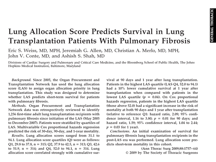 Lung Allocation Score - High-Yield Updates in ILD - Temple Health Lung ...